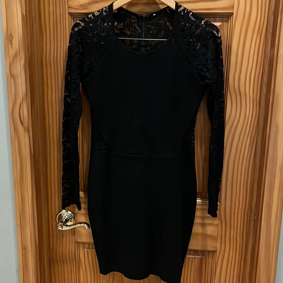Parker | Dresses | Parker Body Con Mini Dress Lace Back Is Shear Down ...